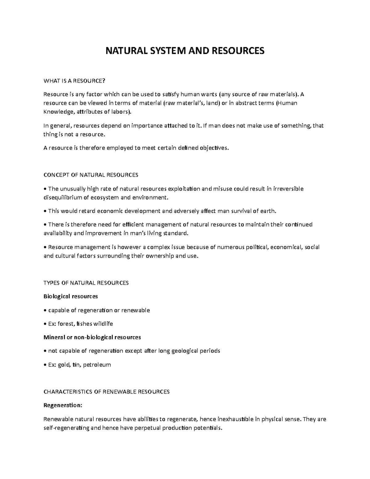 Natural System and Resources - NATURAL SYSTEM AND RESOURCES WHAT IS A ...