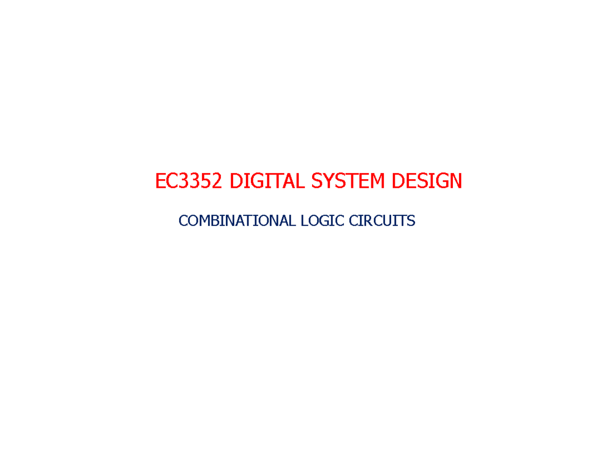 EC3352-ICT - ece notes - EC3352 DIGITAL SYSTEM DESIGN COMBINATIONAL ...