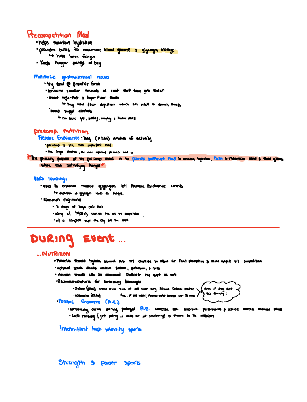 Ch 10 in class notes - instructor: mark sloniger - Precompetition Meal ...