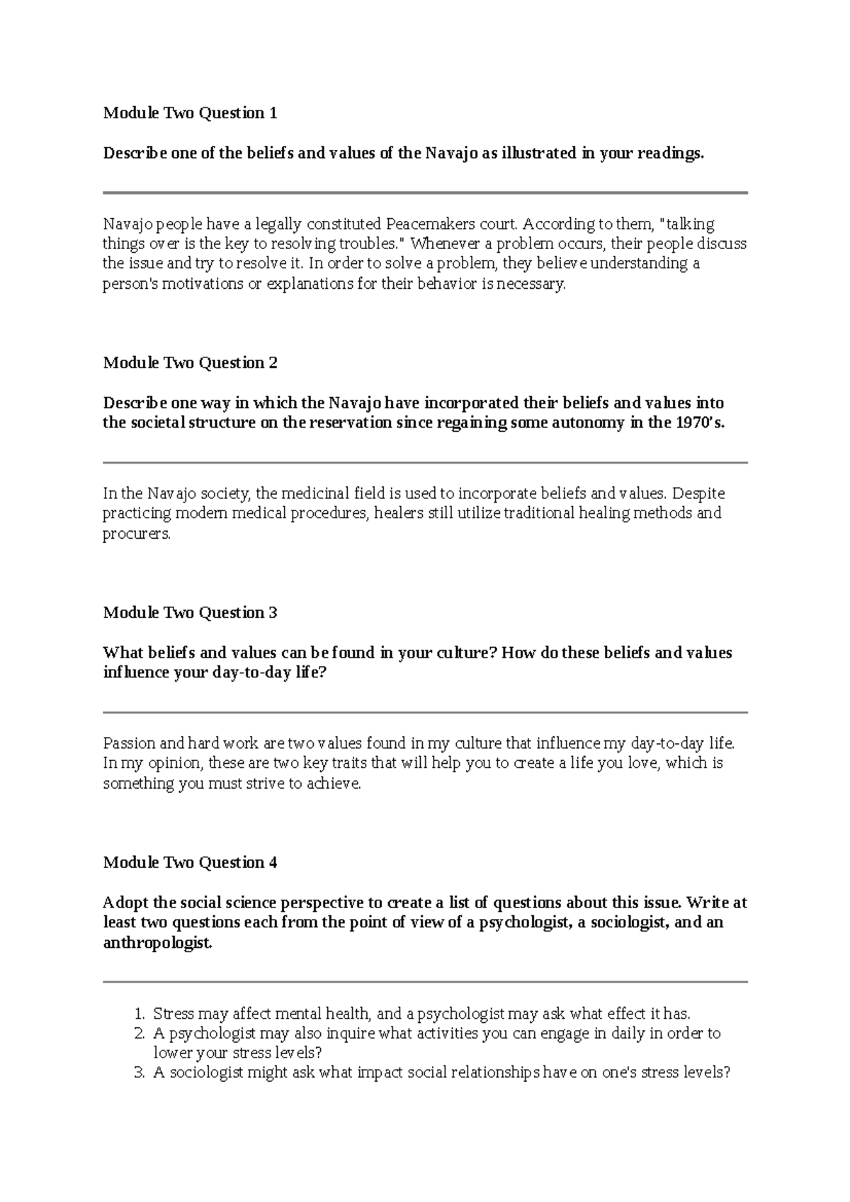 Module 2 Short Answer Response - Module Two Question 1 Describe one of ...