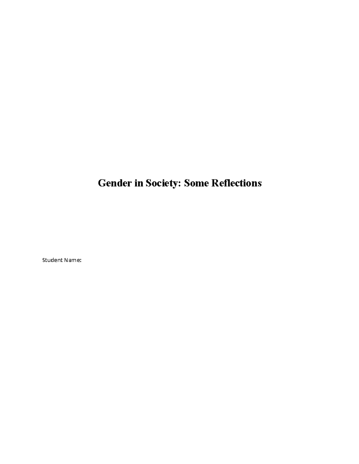 Gender in Society Some Reflections - Gender in Society: Some ...