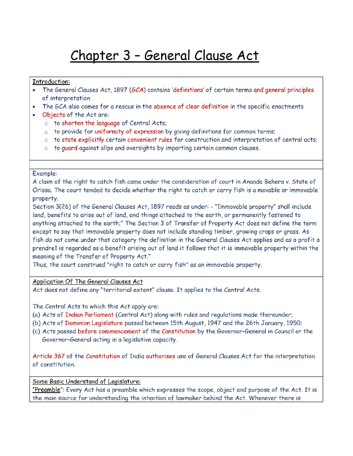 Chapter 3 General Clause Act - Example: A claim of the right to catch ...