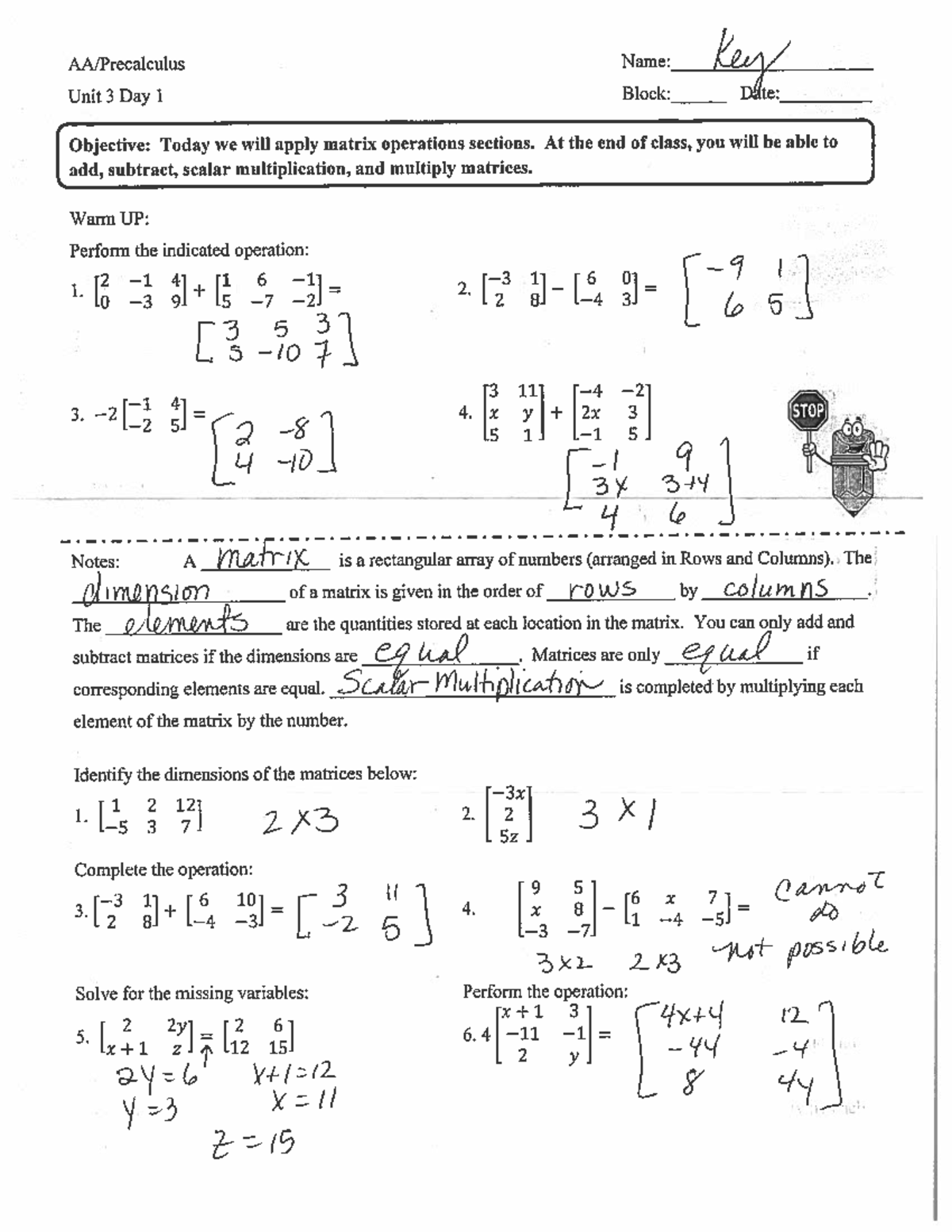 Day 1 Matrix notes - Practice - ME2220 - Studocu