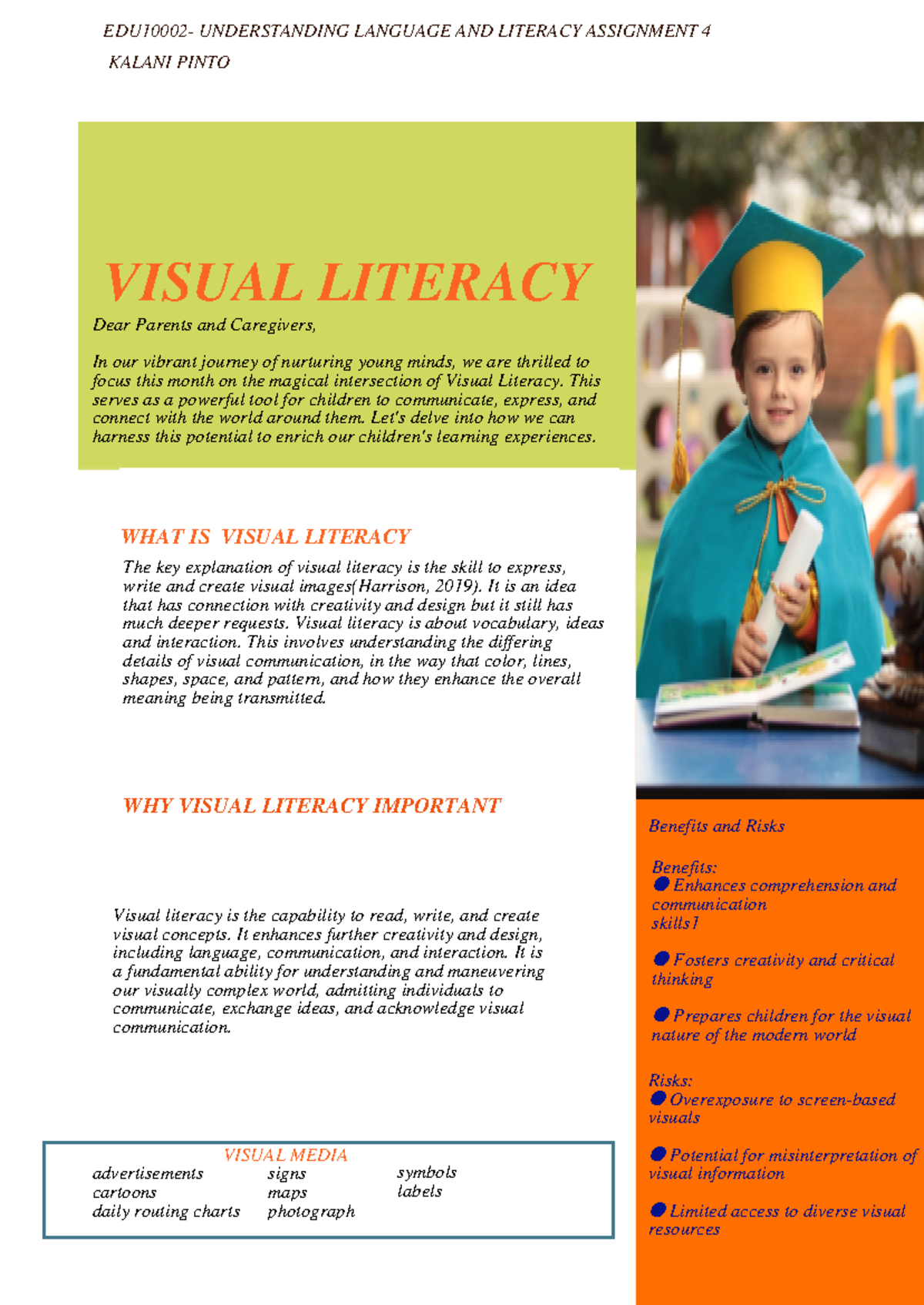 EDU10002- Understanding Language AND Literacy Assignment 4 - VISUAL ...