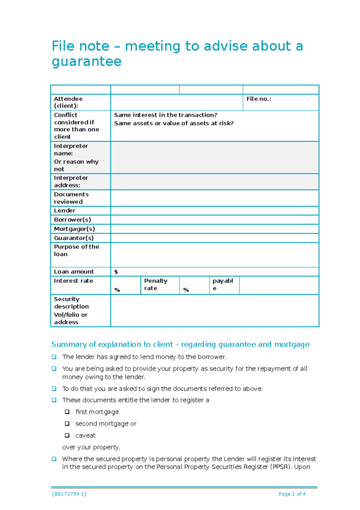 File Note Meeting-to-advise-about-a-guarantee-2019 - File note ...