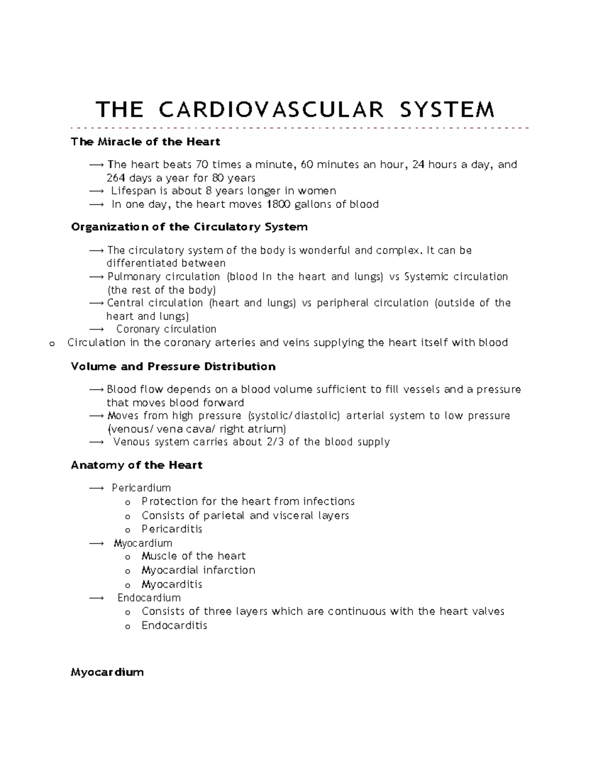 Mod 11 The Cardiovascular System - THE CARDIOVASCULAR SYSTEM The ...