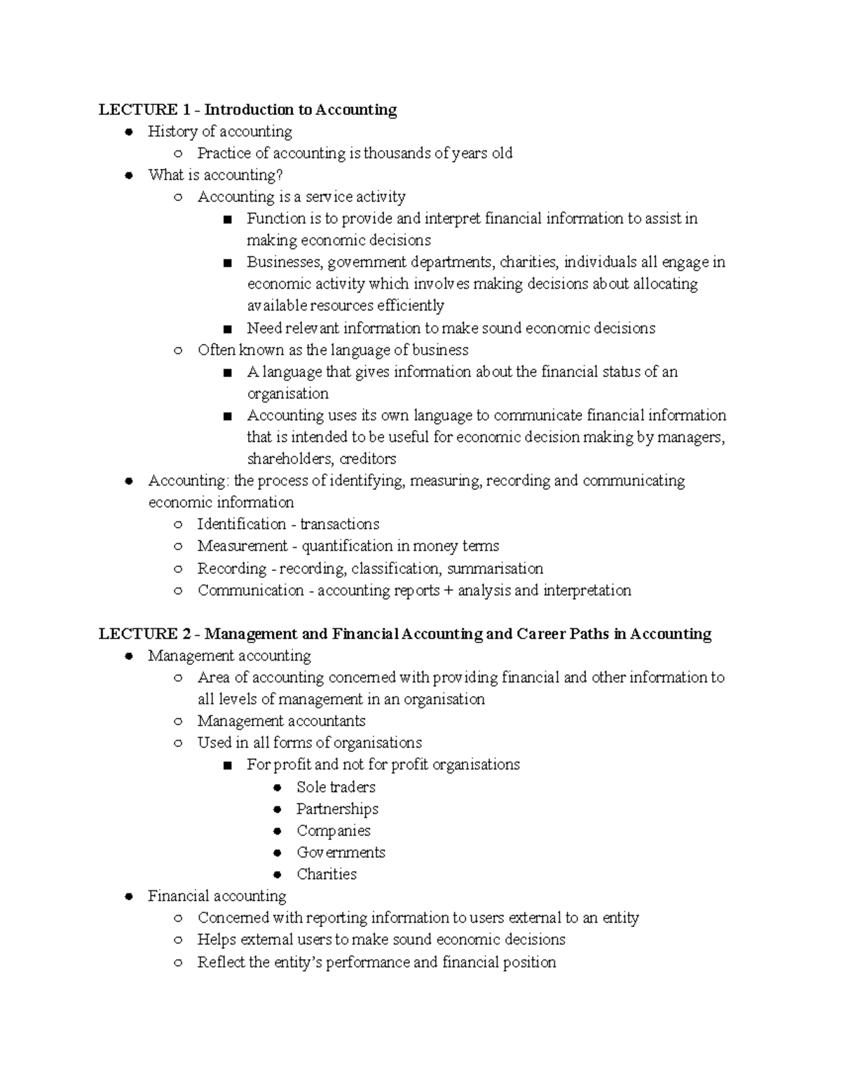 Week 1 - Lecture notes 1 - LECTURE 1 - Introduction to Accounting ...