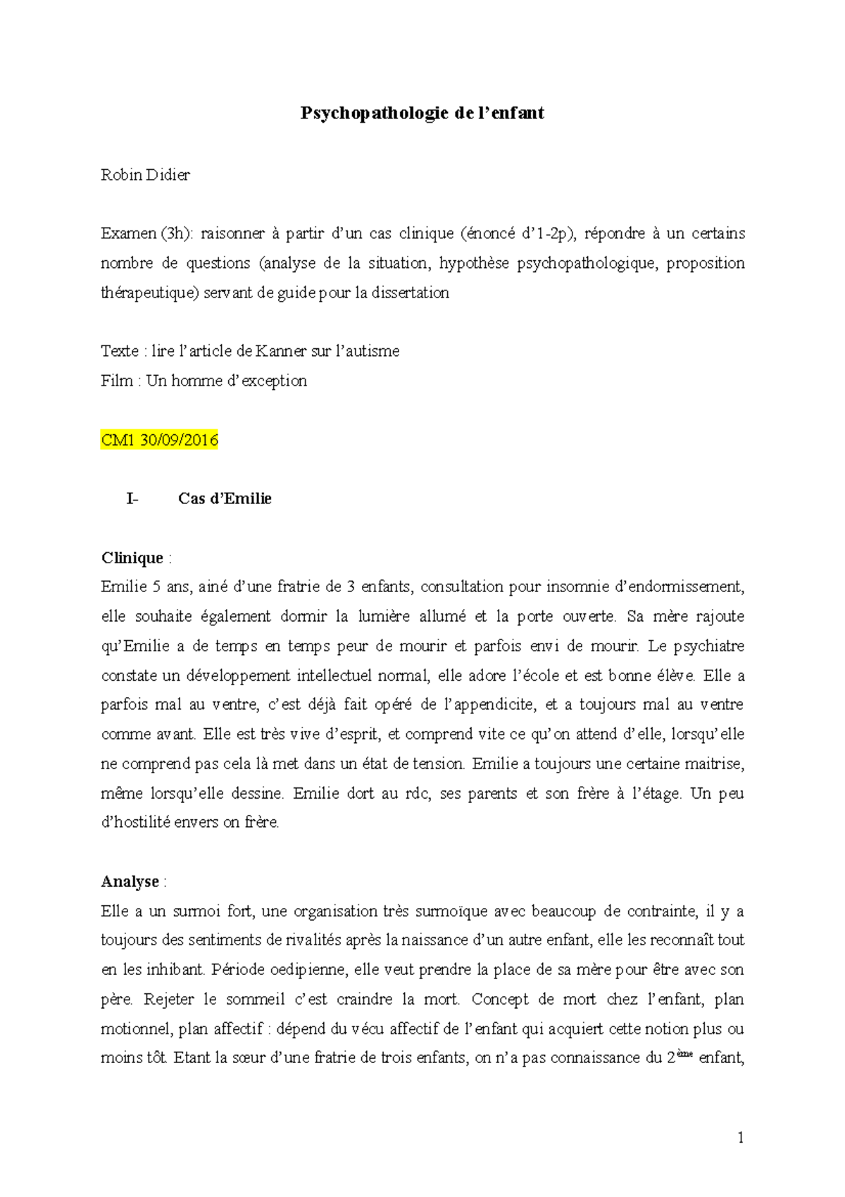 Psychopathologie de l’enfant - Psychopathologie de l’enfant Robin ...