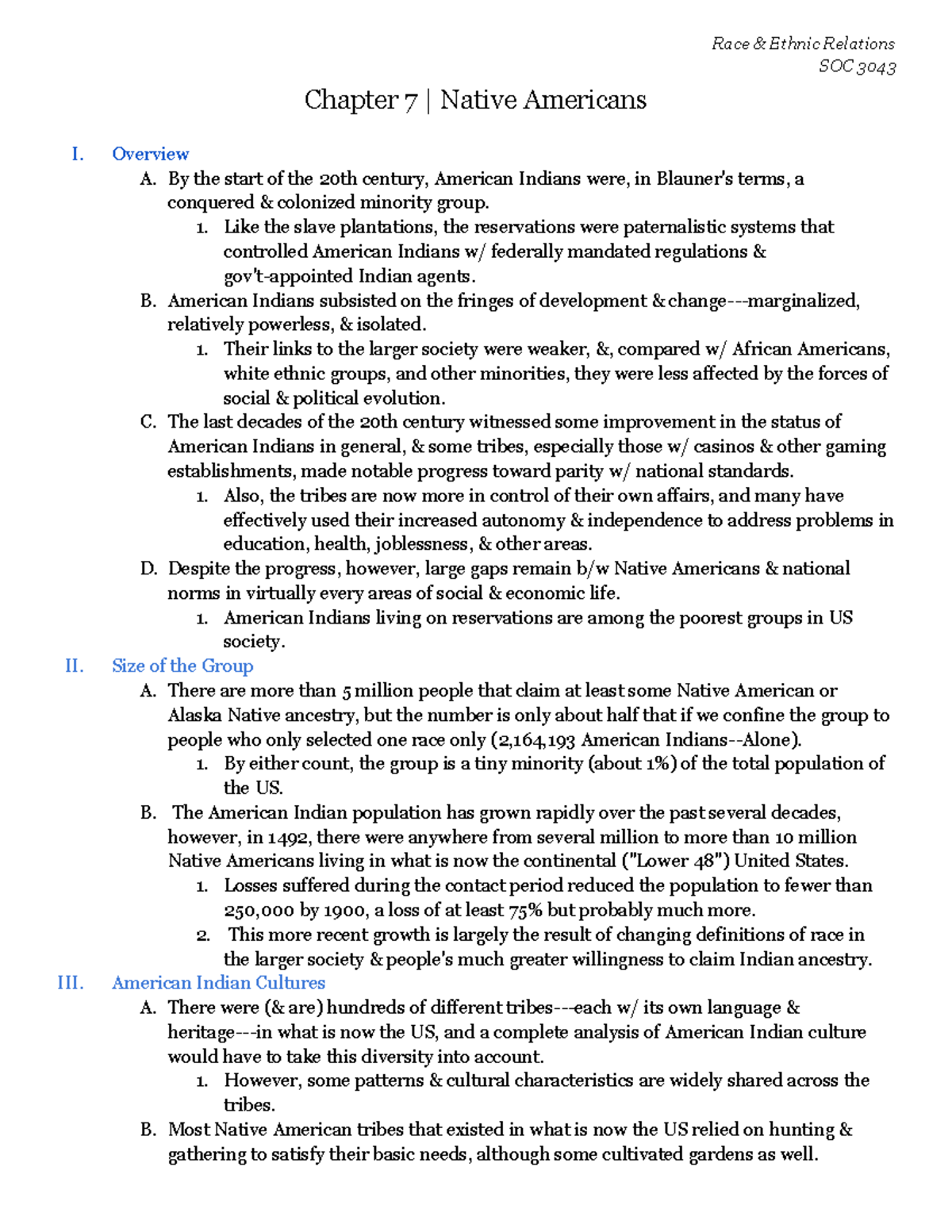 SOC 3043 | Race and Ethnic Relations | Chapter 7: Native Americans ...