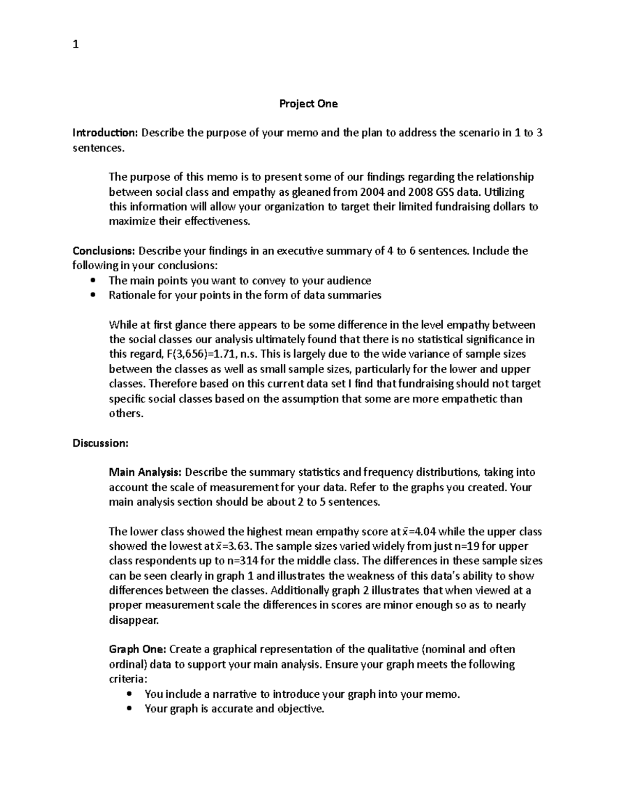 PSY260 Project One - 1 Project One Introduction: Describe the purpose ...