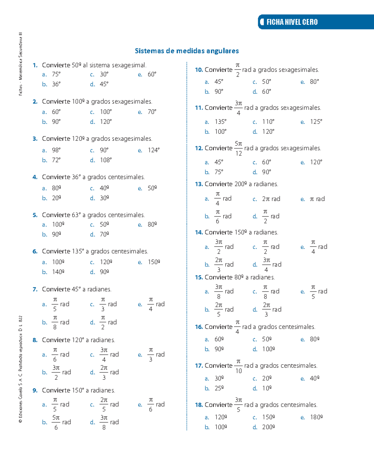 F0 Sistema de medidas angulares - FICHA NIVEL CERO Fichas - Matemática Secundaria III ...