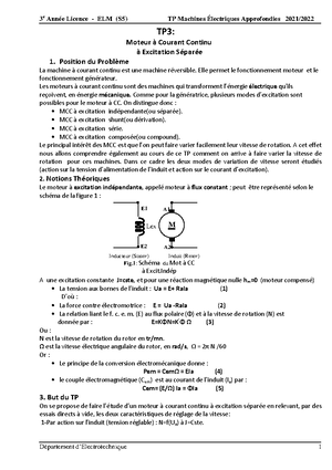 Tp n02.generat a cca excit - 3 e Année Licence - ELM (S5) TP Machines ...