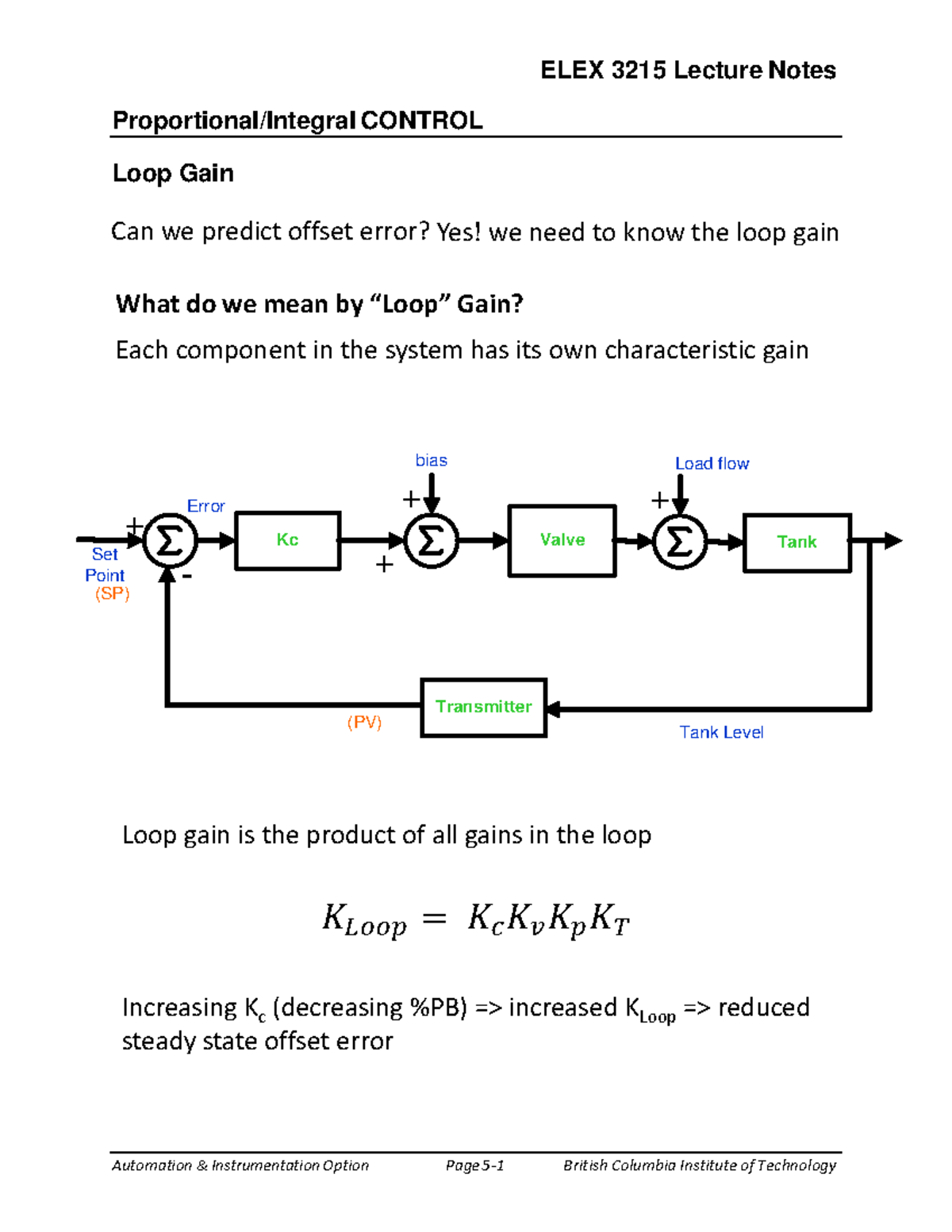 Module 5 - Proportional Integral Control - Proportional/IntegralCONTROL ...