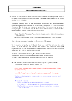 Geography Test 1 Answers - H2 Geography Geography Test 1 1 A group of ...