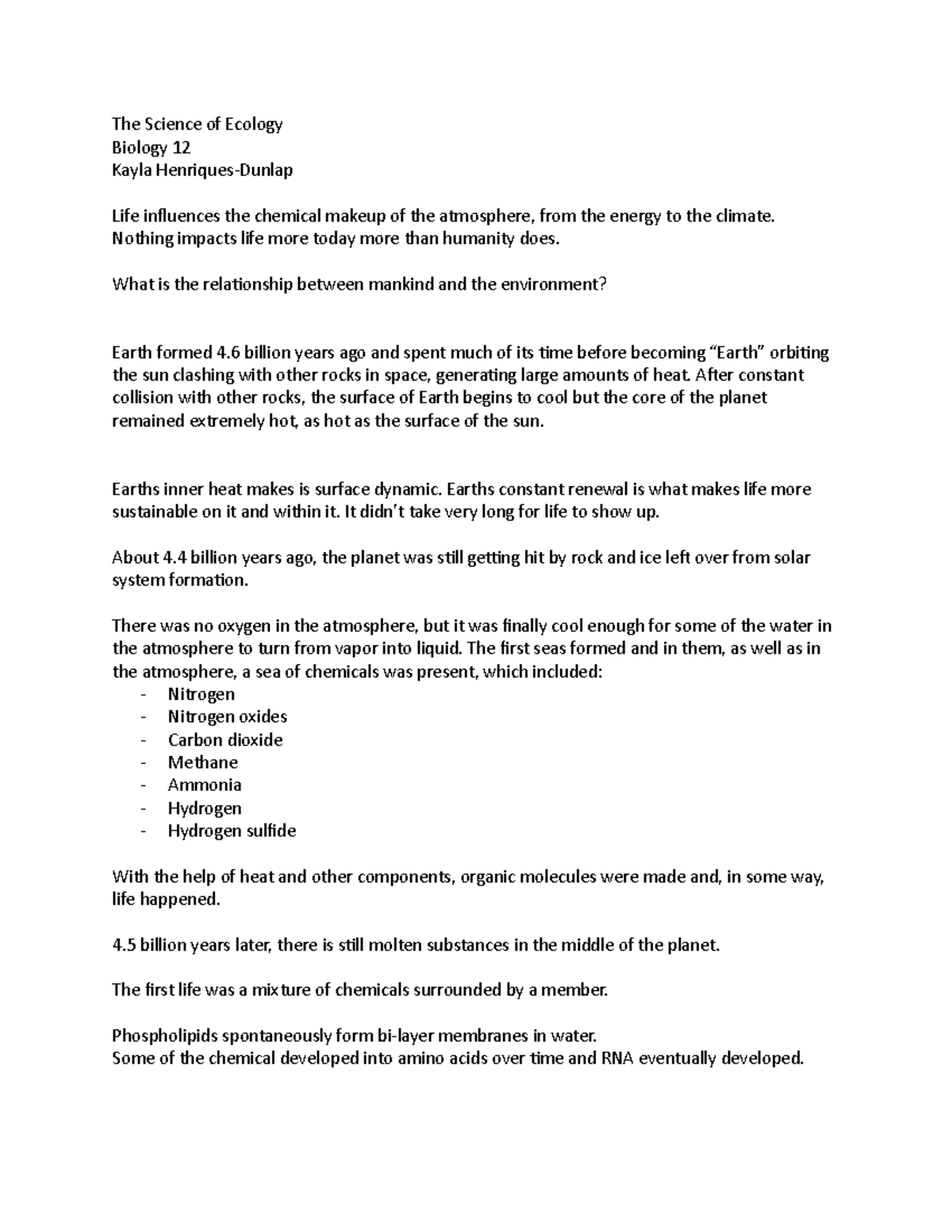 The Science of Ecology Notes - BIO 12 - The Science of Ecology Biology ...