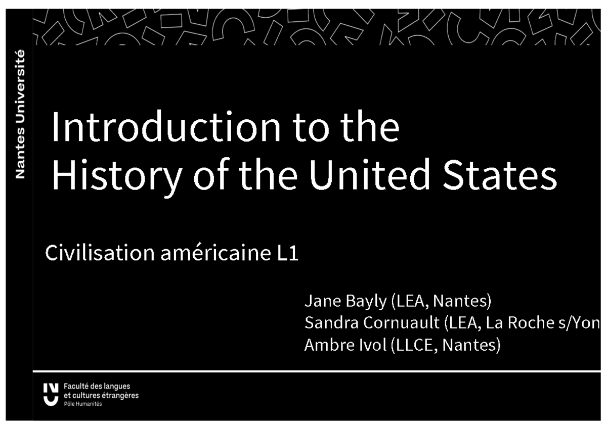CM1 - Introduction to the History of the United States - Introduction ...