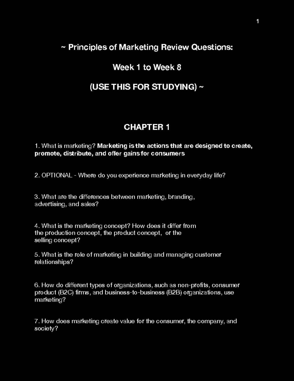 POM - ALL Review Questions - ~ Principles of Marketing Review Questions ...