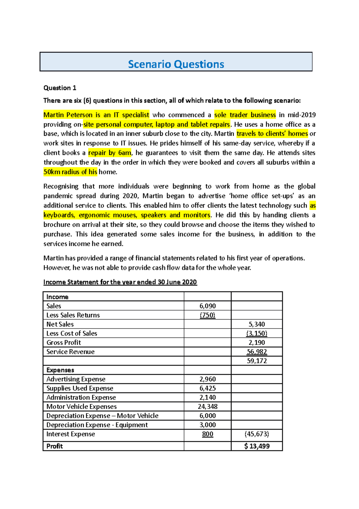 Scenario questions - good - Scenario Questions Question 1 There are six ...