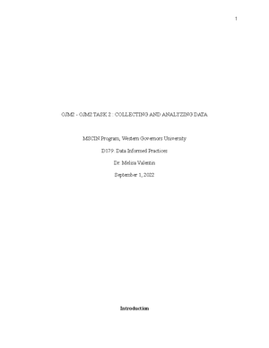 TASK 2: Collecting AND Analyzing DATA - TASK 2: COLLECTING AND ANALYZING DATA Cassidy Clemons ...
