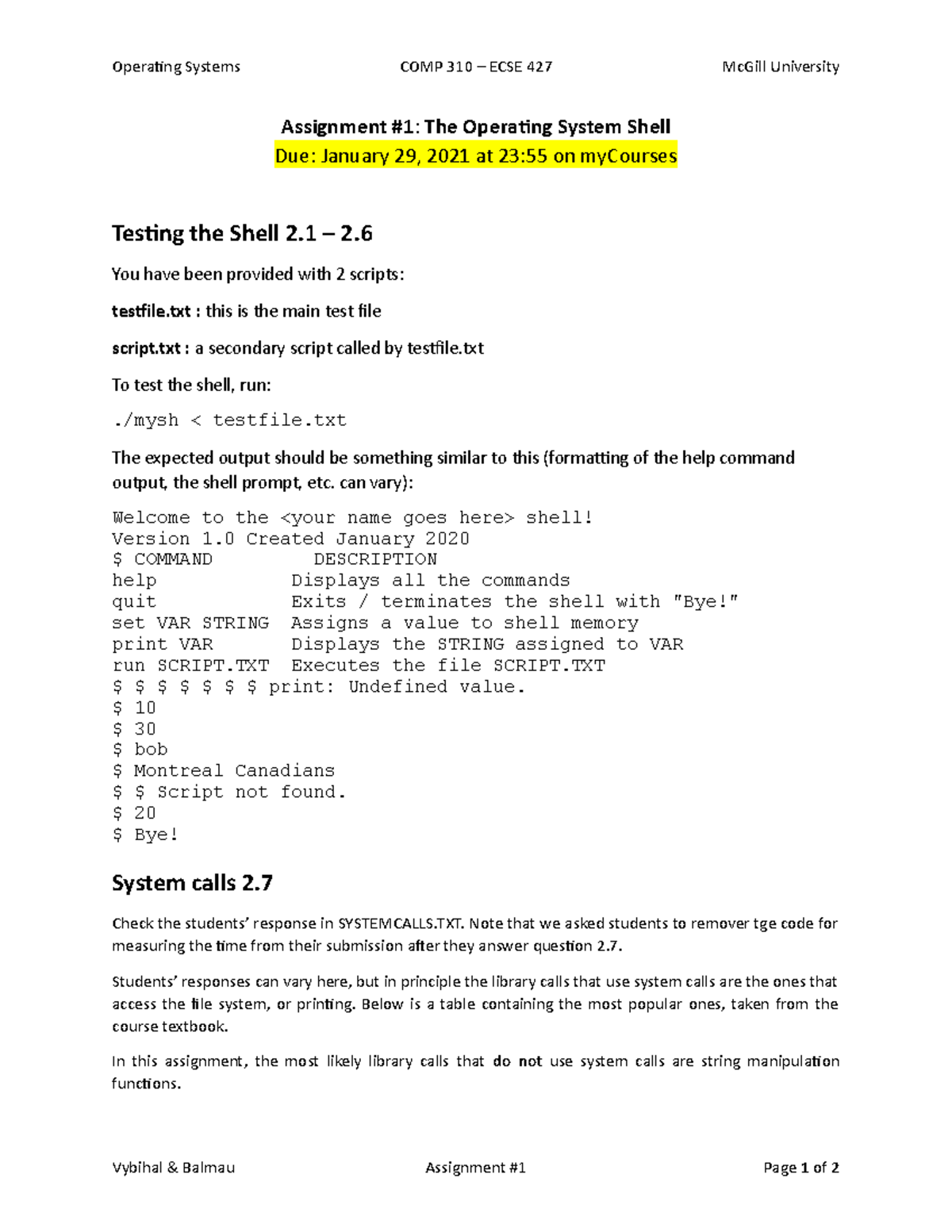 COMP 310 Ass1 Winter 2021 basic solutions - Comp 310 - McGill - Studocu