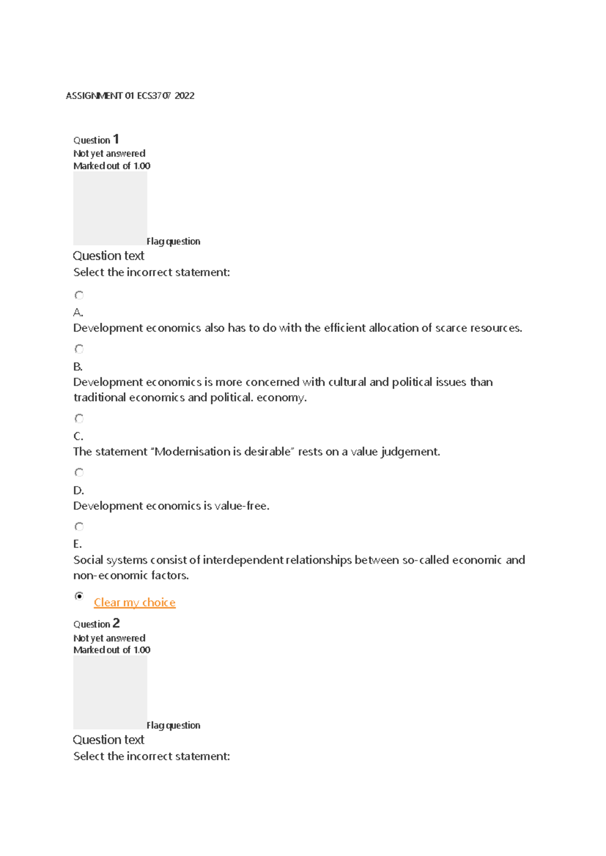 EC3707 Assignment 01 2022 ASSIGNMENT 01 ECS3707 2022 Question 1 Not ec3707-assignment-01-2022-assignment-01-ecs3707-2022-question-1-not