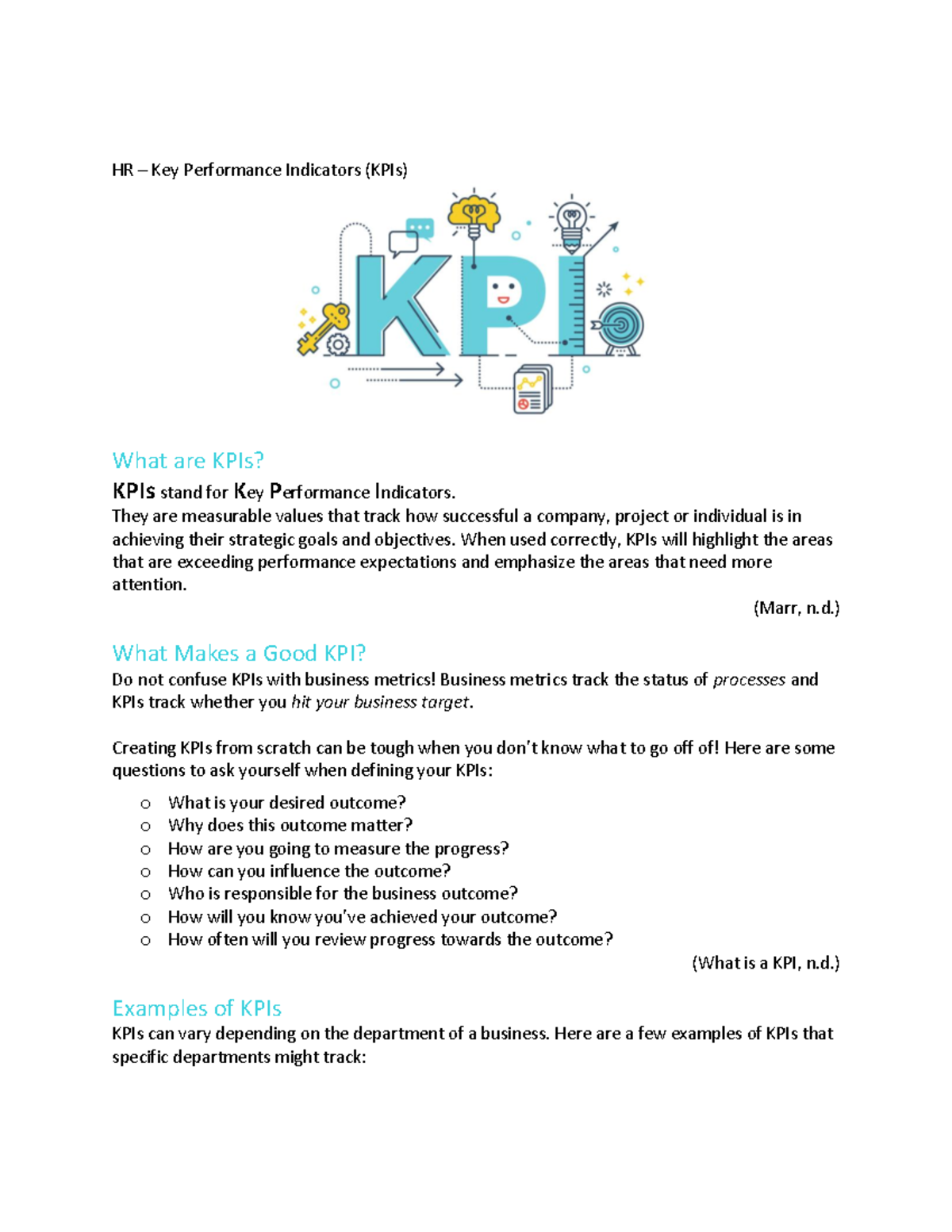 KPI toolkit assignment - tour 433 - Cap U - Studocu