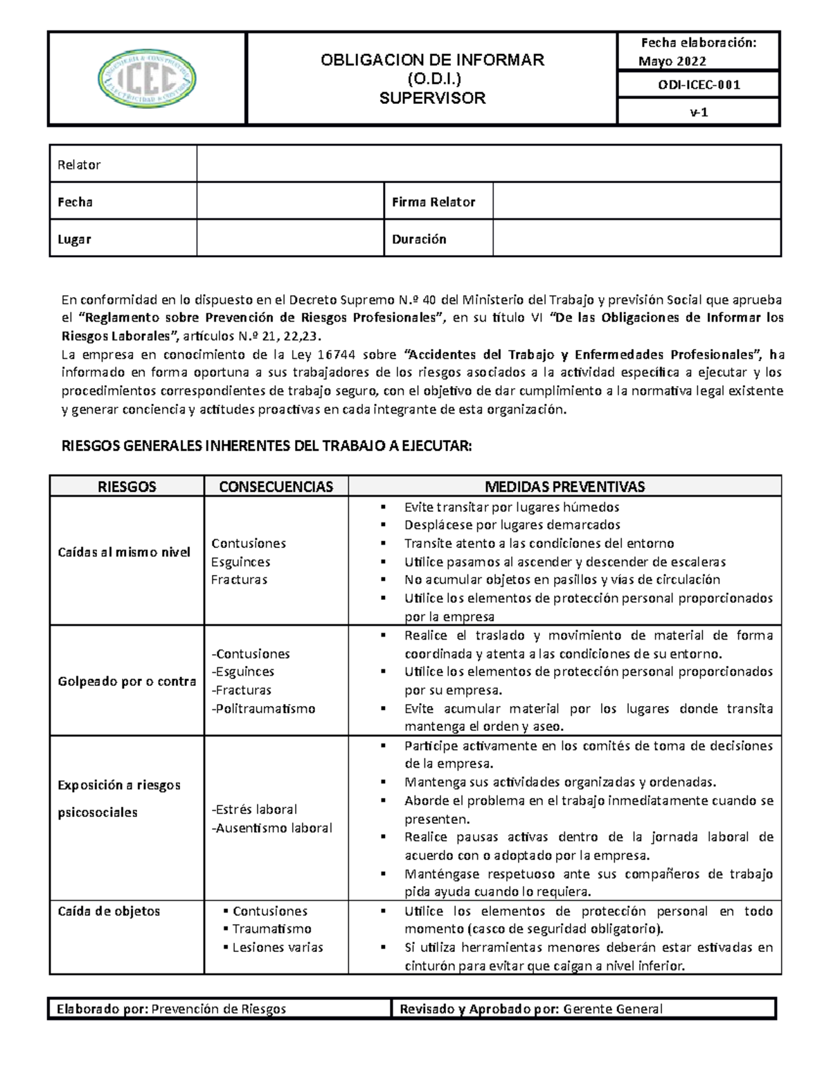 ODI -ICEC-001 Supervisor - OBLIGACION DE INFORMAR (O.D.) SUPERVISOR ...