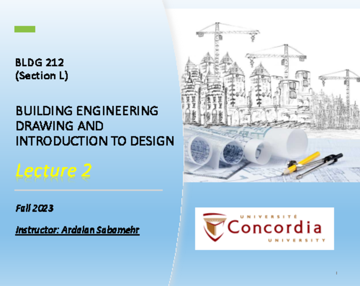 Lecture 2 - note - BLDG 212 (Section L) BUILDING ENGINEERING DRAWING ...