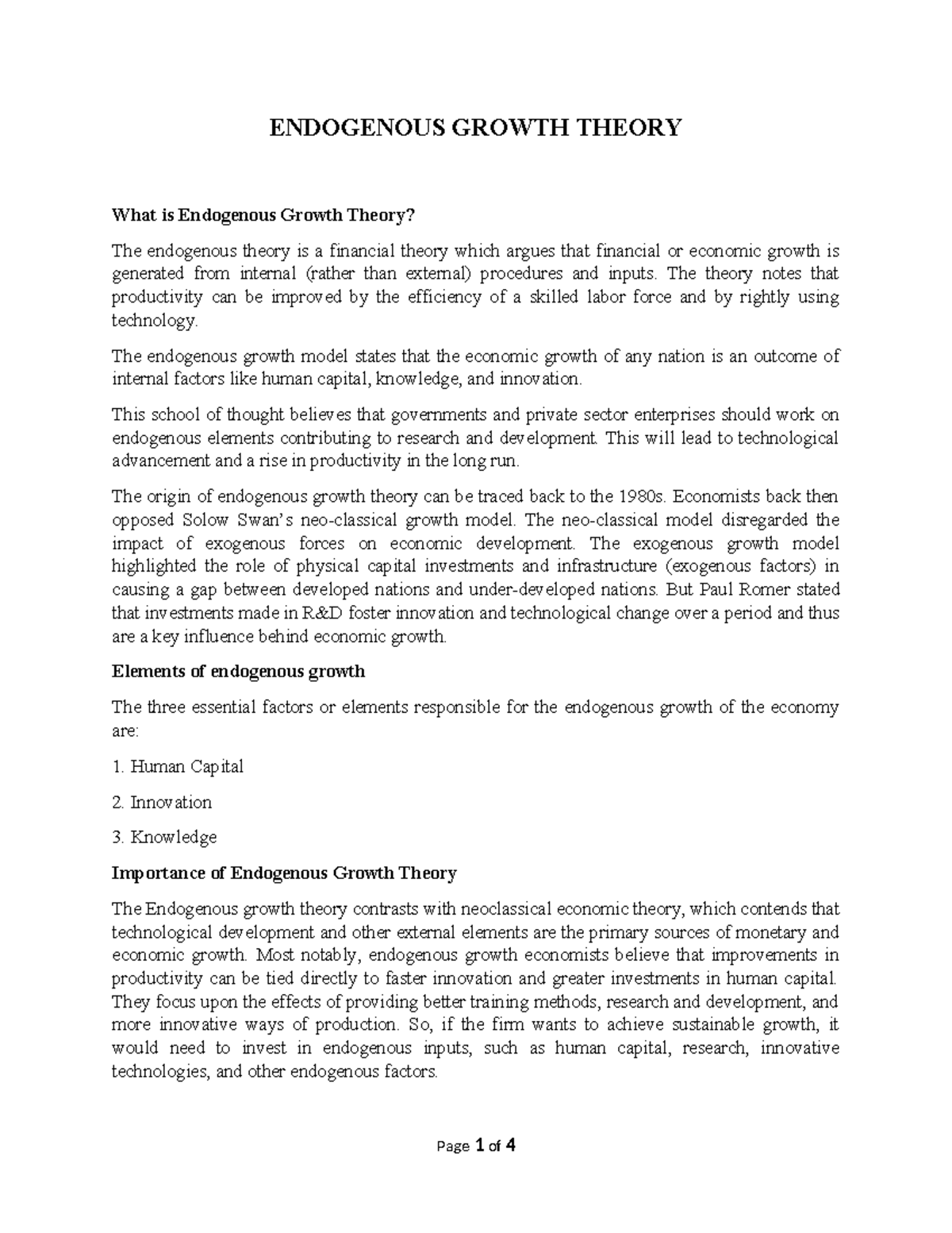 Endogenous Growth Theory - The theory notes that productivity can be ...