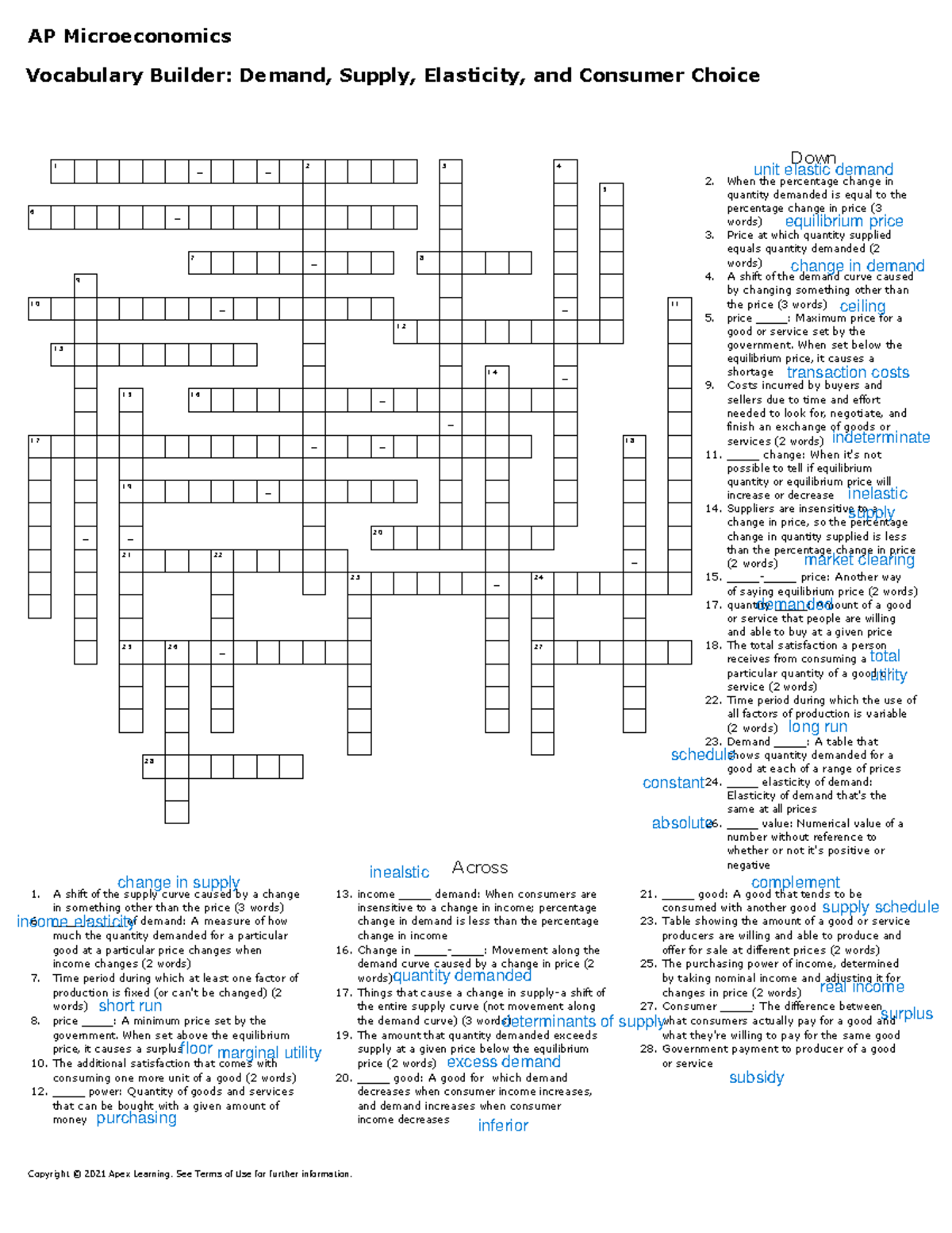 5 18 15 - AP Microeconomics Vocabulary Builder: Demand, Supply ...
