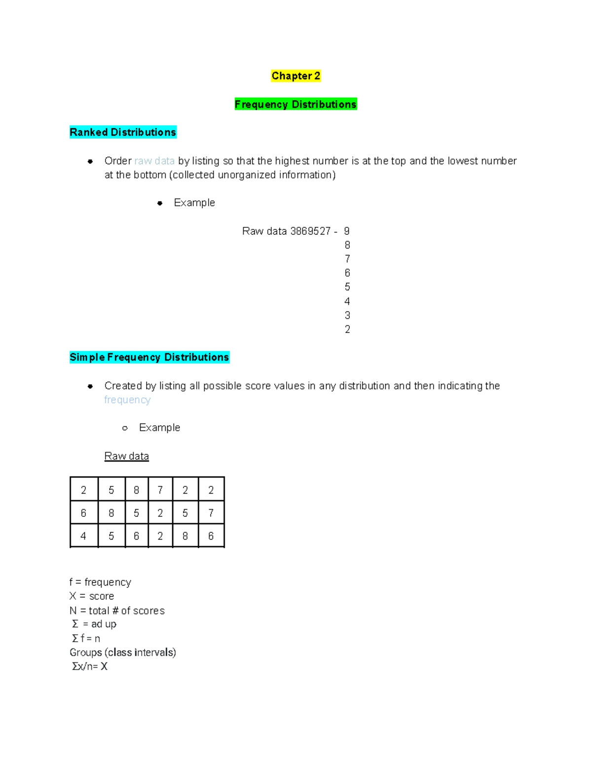 Chapter 2 - (psyc-270-01) - Chapter 2 Frequency Distributions Ranked ...