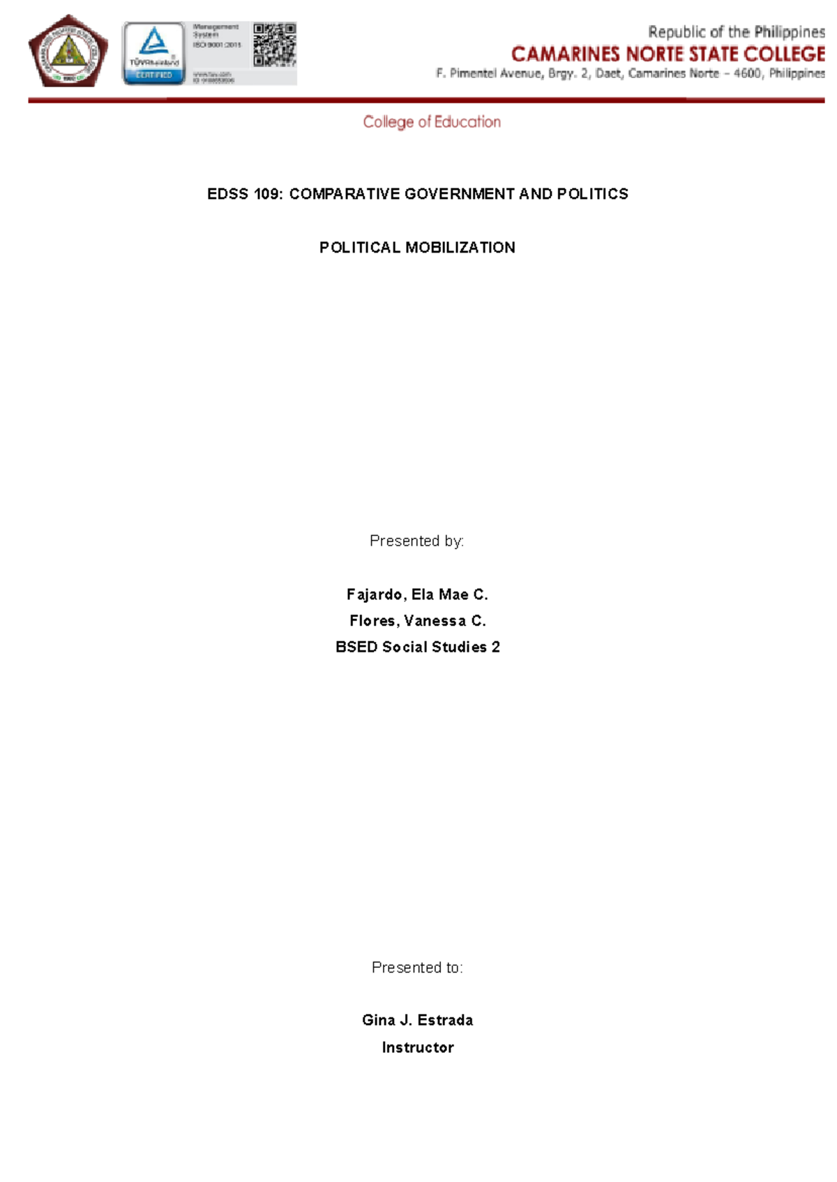Political- Mobilization-LM - EDSS 109: COMPARATIVE GOVERNMENT AND ...