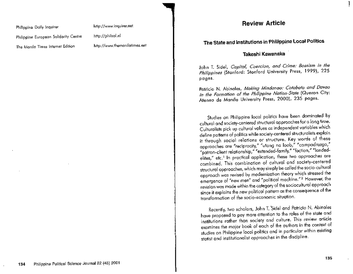 2. The State and Institutions in Philippine Local Politics (Kawanaka ...