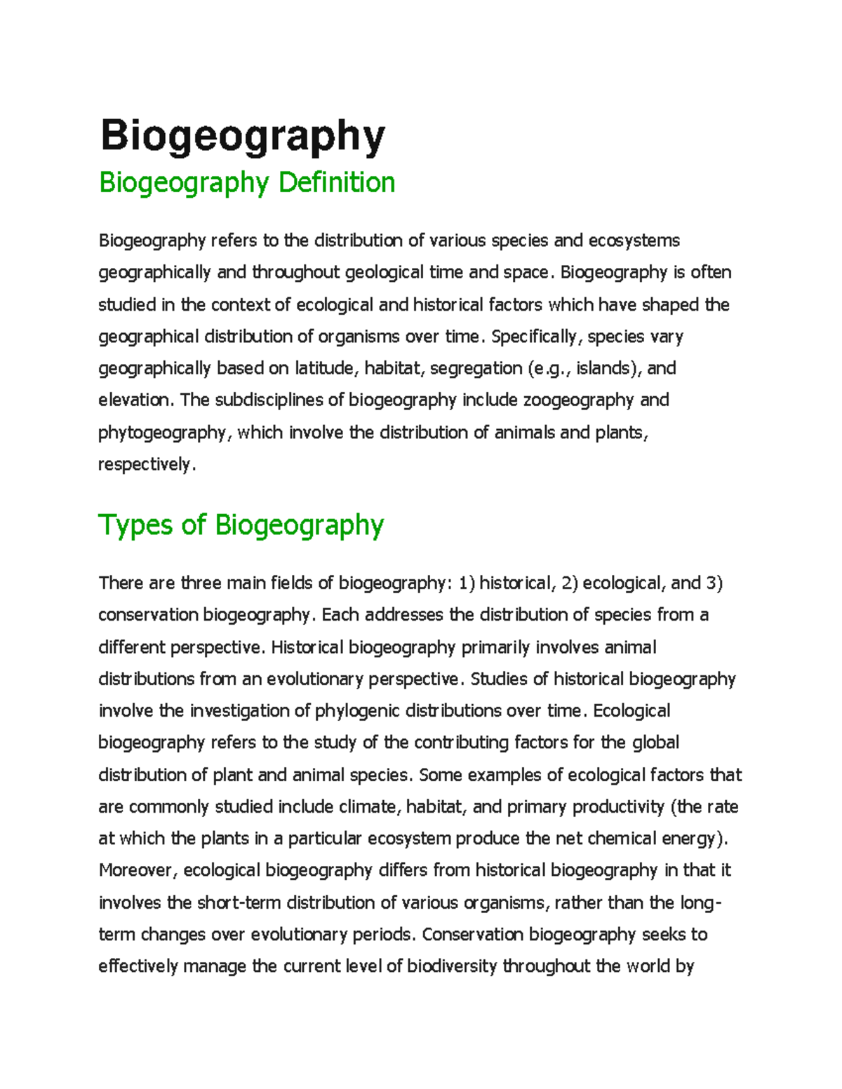 Definition Of Biogeography at Kenneth Shorter blog