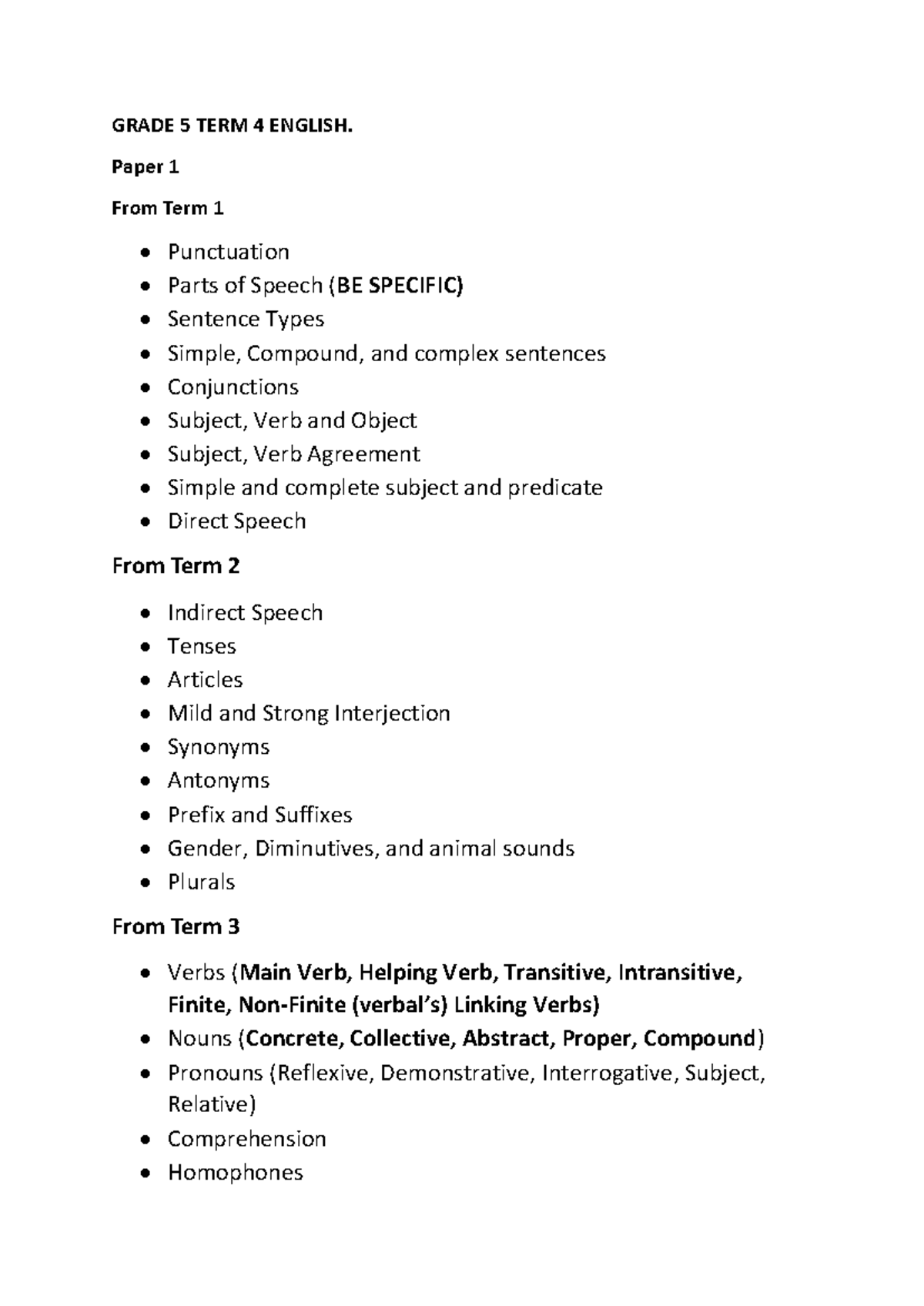 Grade 5 term 4 guidelines 2024 - GRADE 5 TERM 4 ENGLISH. Paper 1 From ...