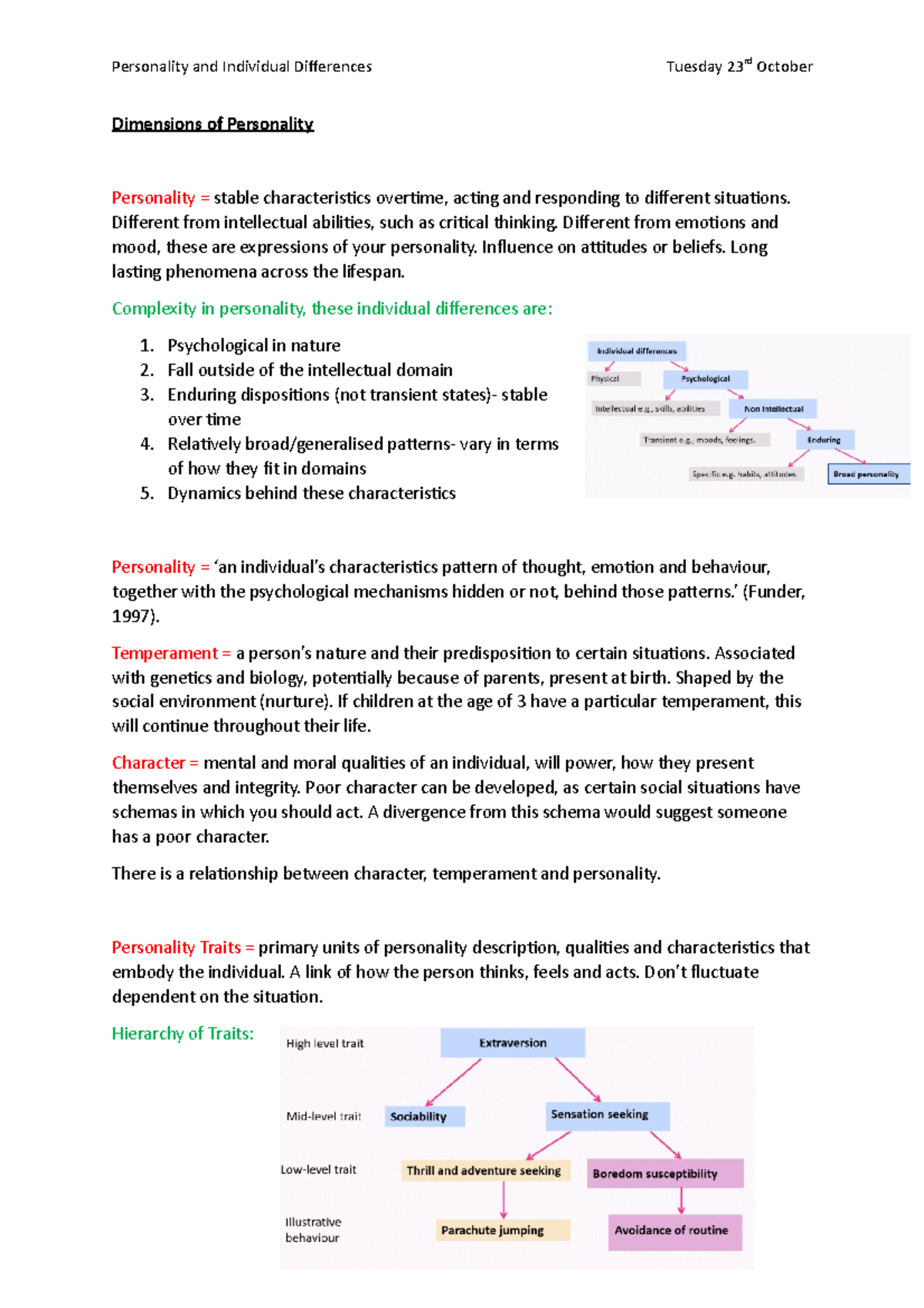 Personality and Individual Differences Lecture 4 - Dimensions of ...