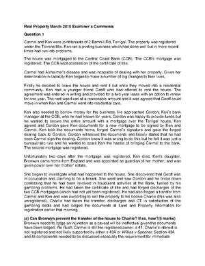 Real Property Assignment – Answer Guide - Generally speaking, the ...