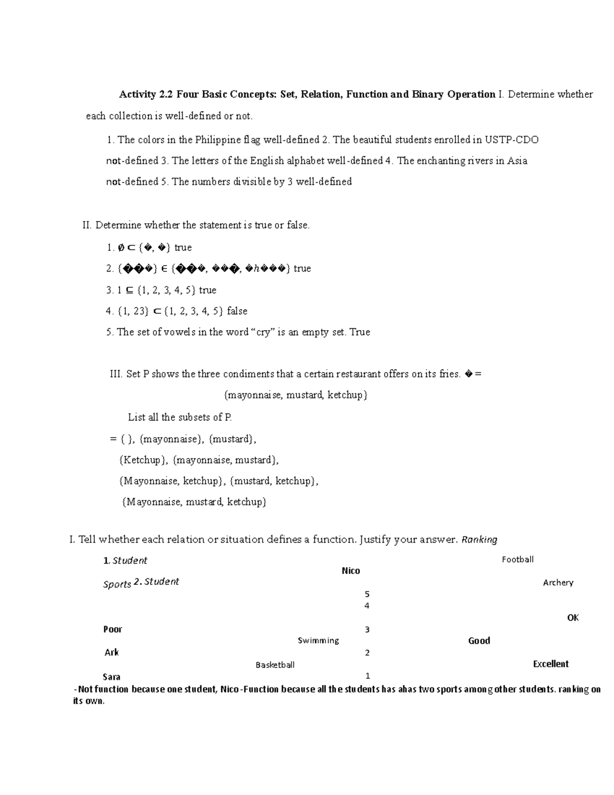 Alf Mmw 2 Bsme Activity 2 Four Basic Concepts Set Relation Function And Binary Operation