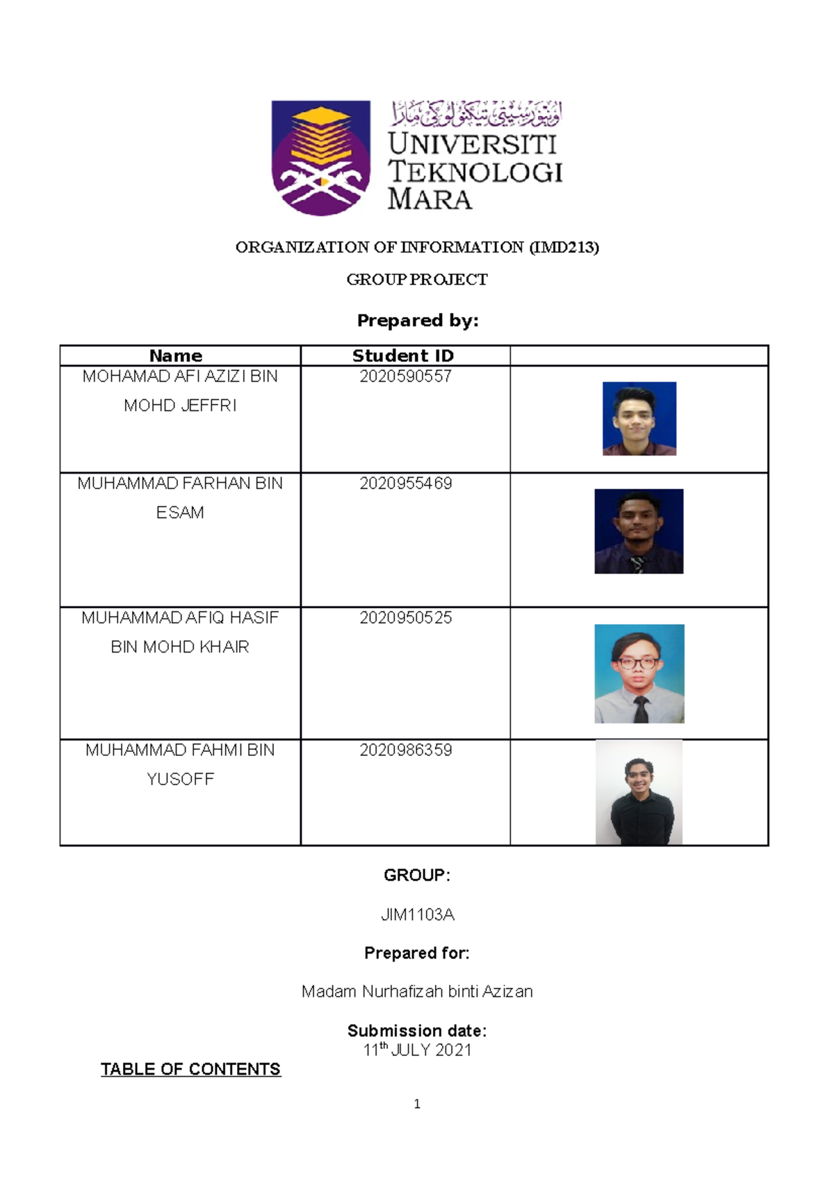 Assignment Group Article 5 (IMD213) - ORGANIZATION OF INFORMATION ...