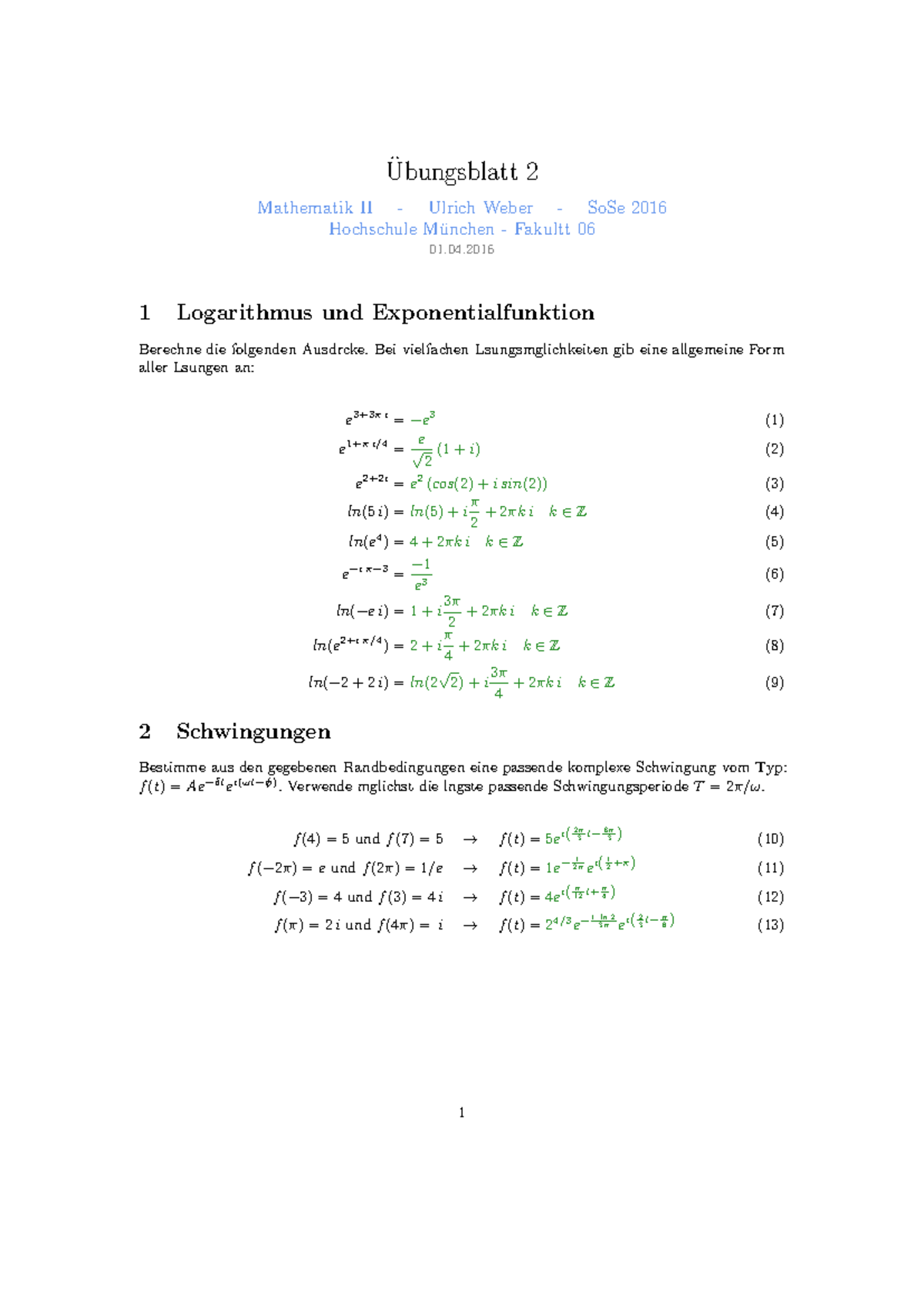 Übungsblatt 2 Lösungen - ̈ Ubungsblatt 2 Mathematik II - Ulrich Weber ...