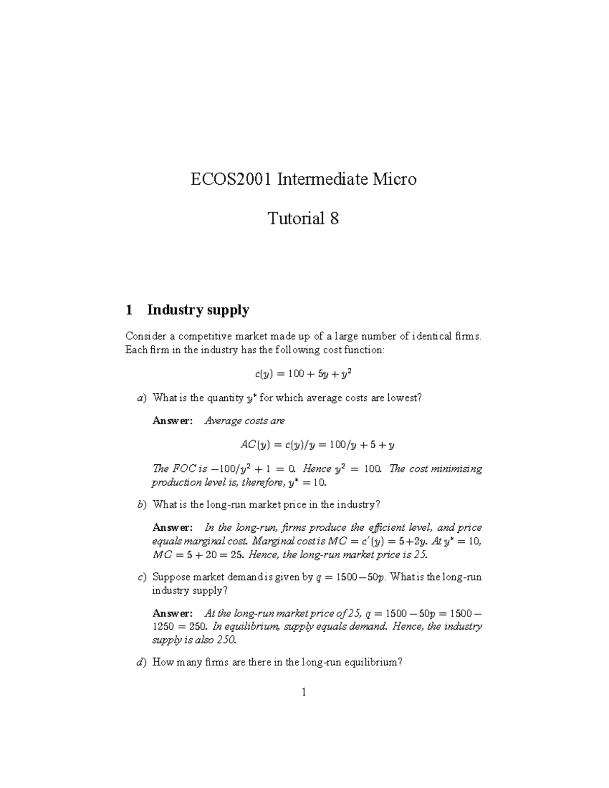 ECOS2001 Tutorial 8 (with answers) - ECOS2001 Intermediate Micro ...