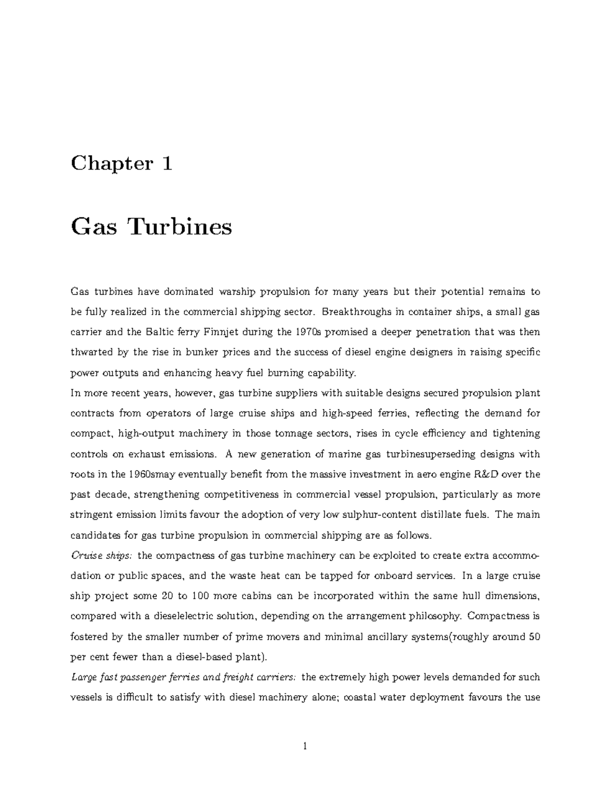 Marine Engines Notes-1 - Chapter 1 Gas Turbines Gas turbines have ...