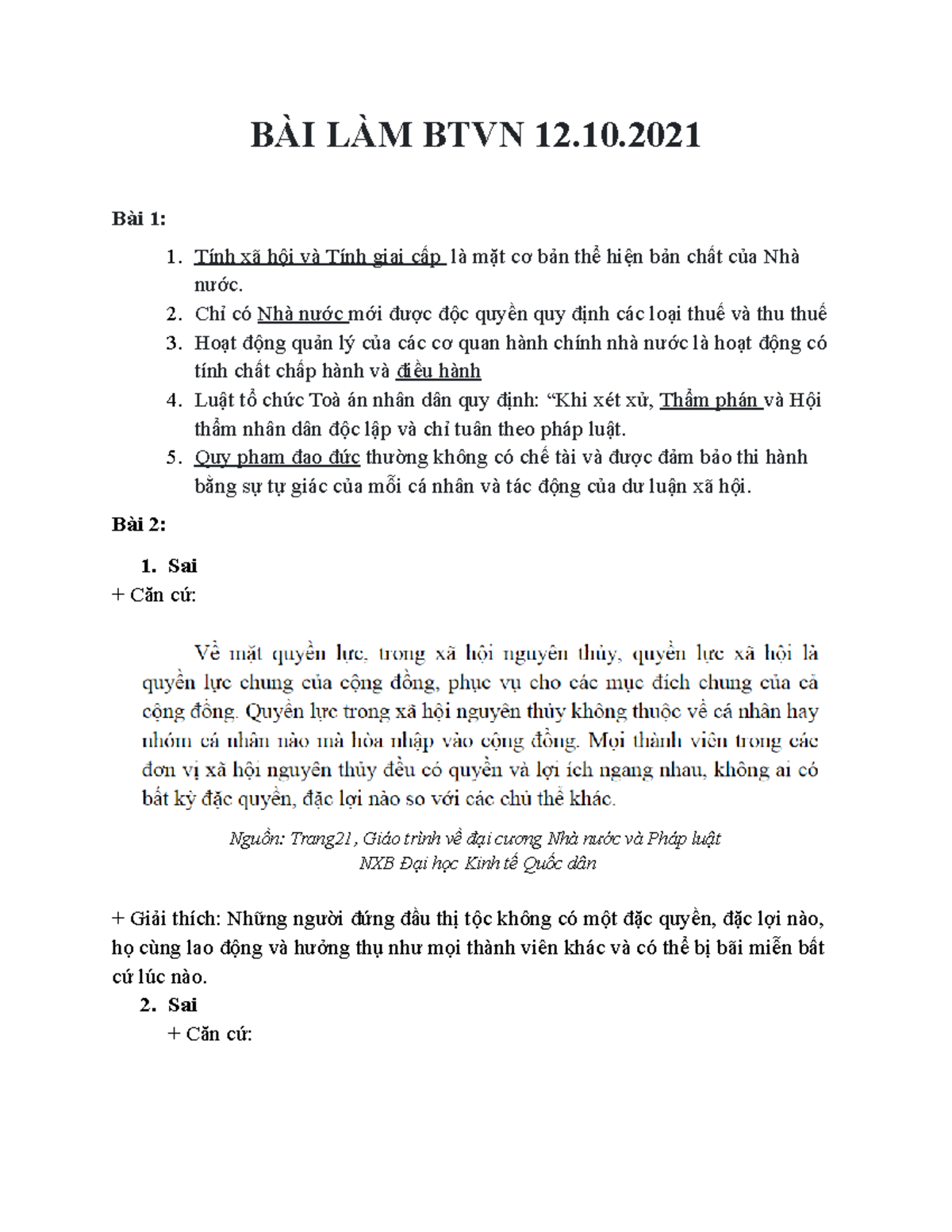 BTVN PLĐC - Bài tập PLĐC - BÀI LÀM BTVN 12. Bài 1: Tính xã hội và Tính ...