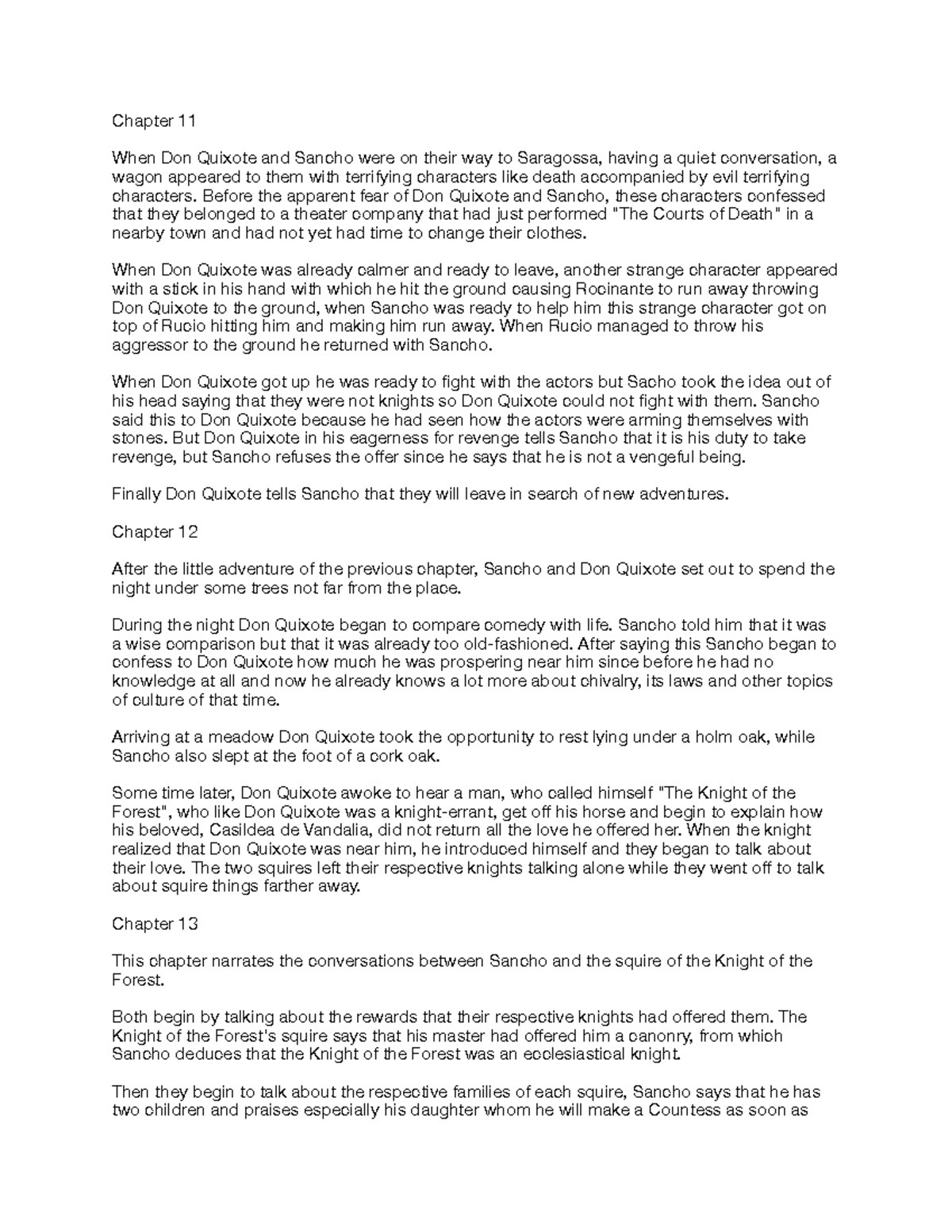 Don Quixote Vol 2 Chapter 11-20 PDF - Chapter 11 When Don Quixote and ...