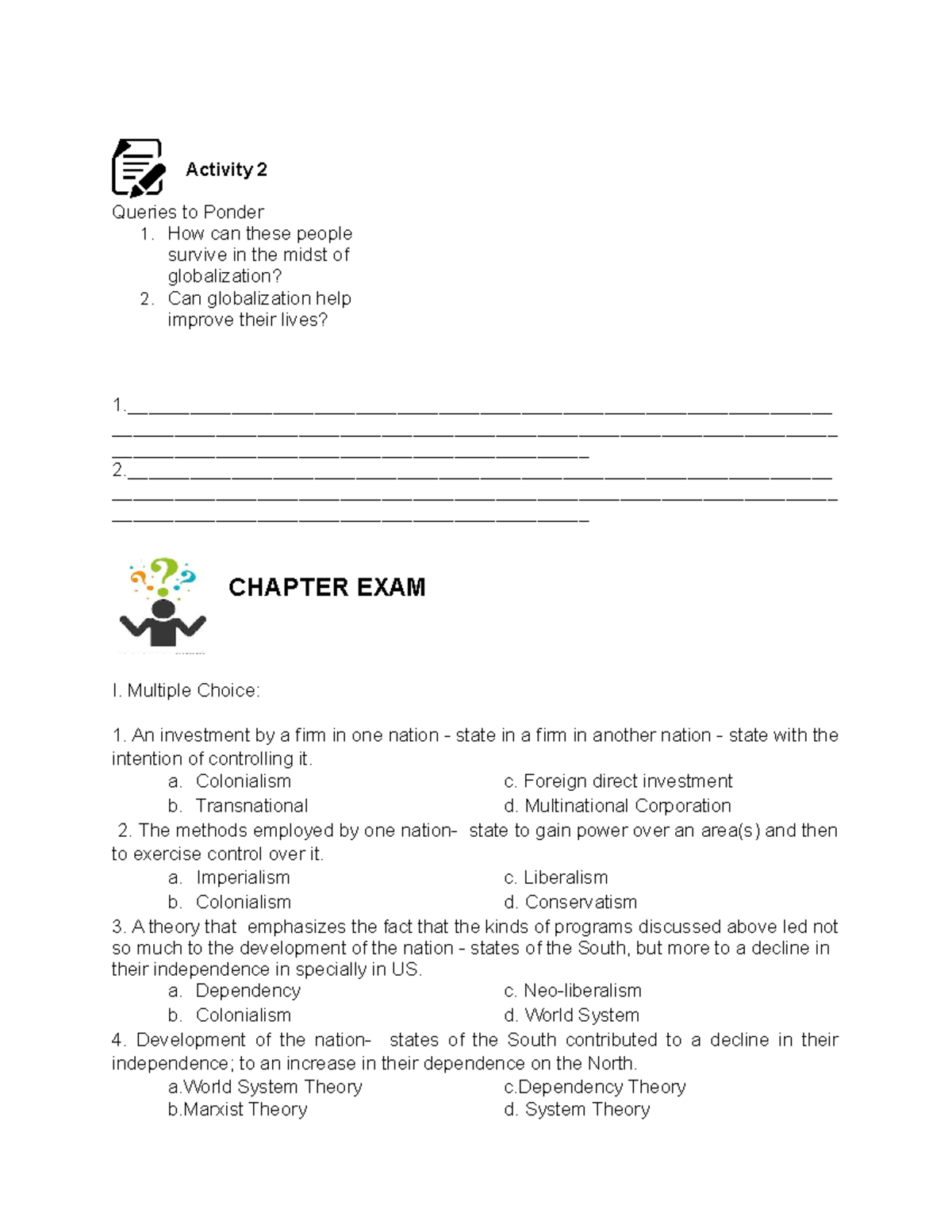Edel Villanueva - Activity 2 - Activity 2 Queries to Ponder 1. How can ...