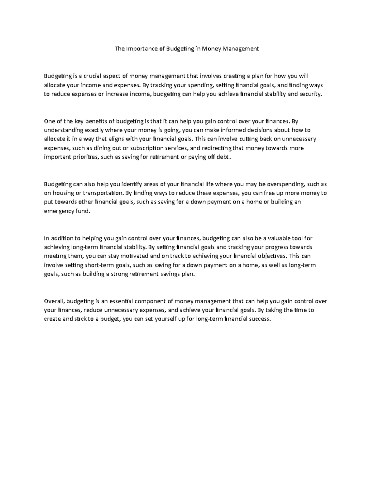 The Importance of Budgeting in Money Management - By tracking your ...