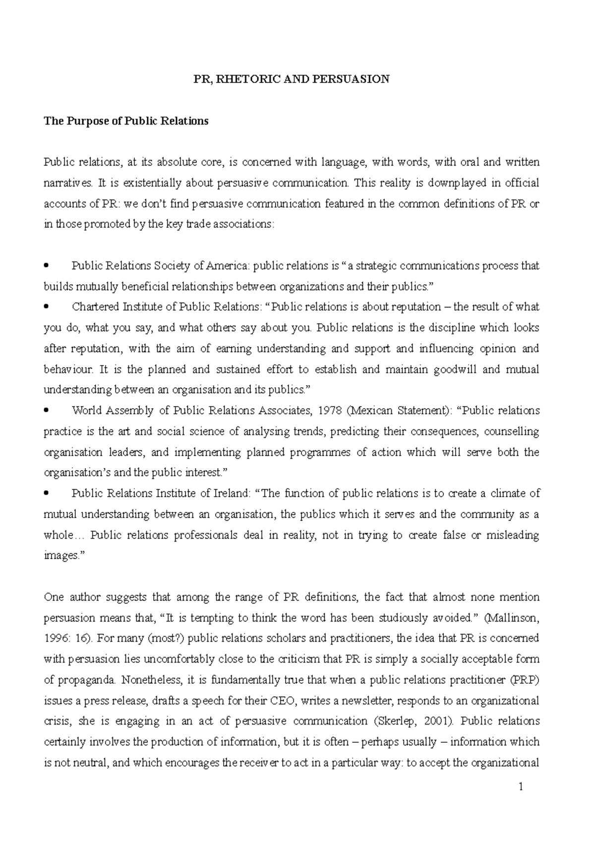 CMM537 Wk2 Rhetoric & Persuasion - PR, RHETORIC AND PERSUASION The ...