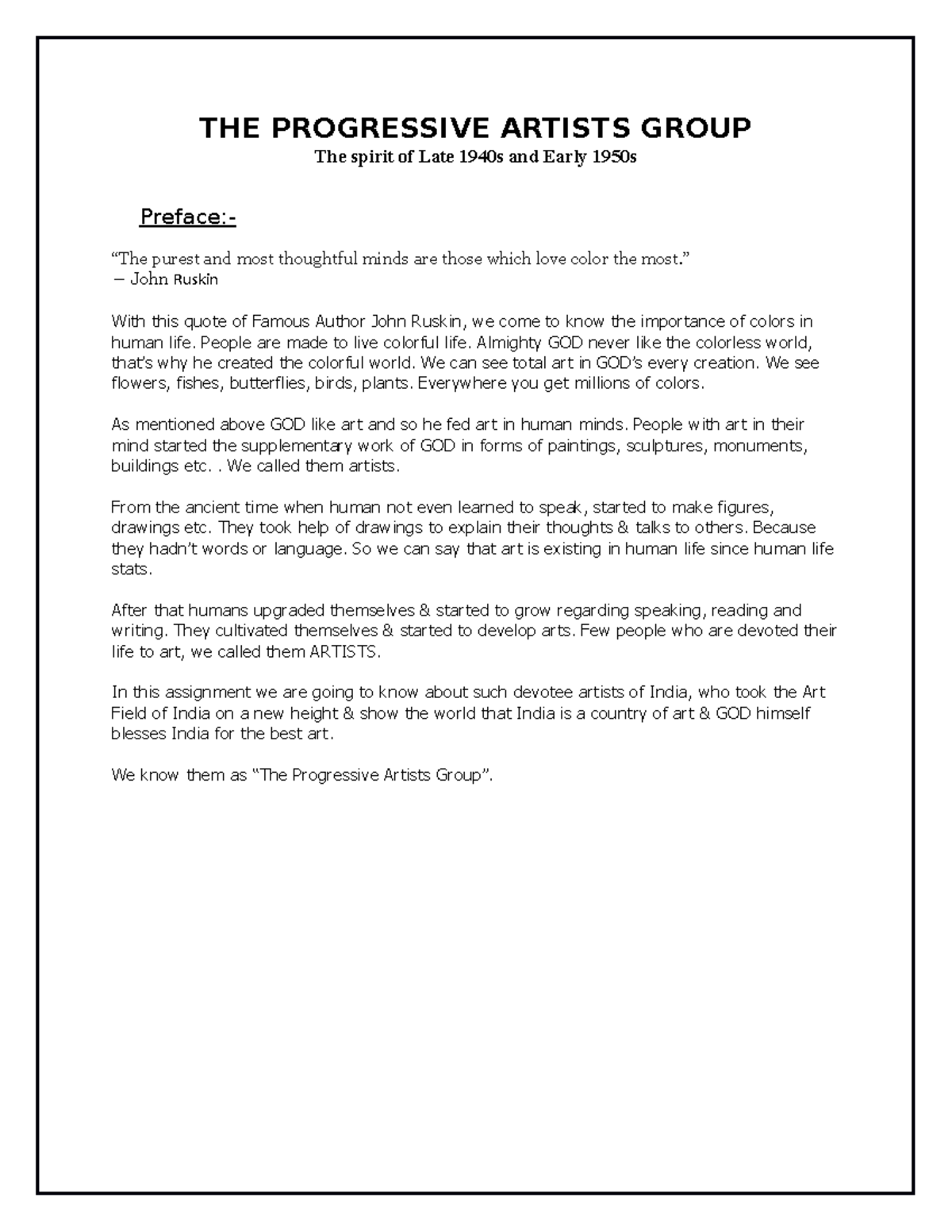 THE Progressive Artists Group - THE PROGRESSIVE ARTISTS GROUP The ...