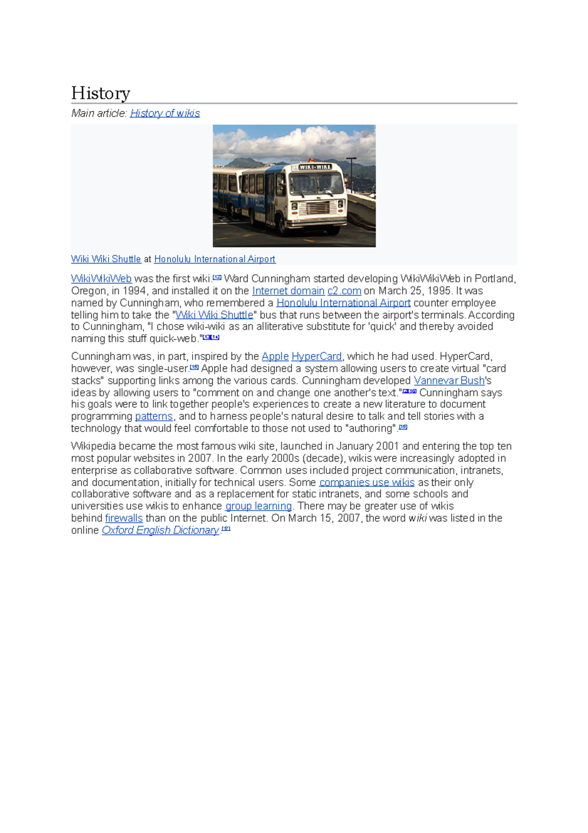 History - [12] Ward Cunningham started developing WikiWikiWeb in ...