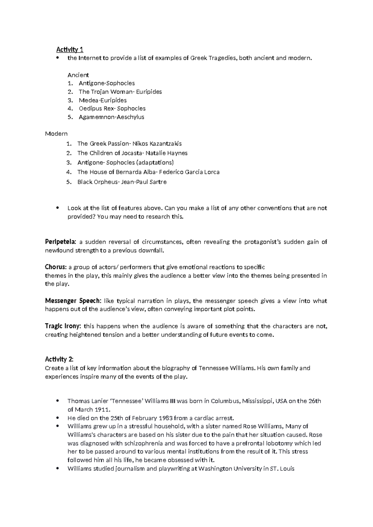 Activity 1 - Activity 1 the Internet to provide a list of examples of ...